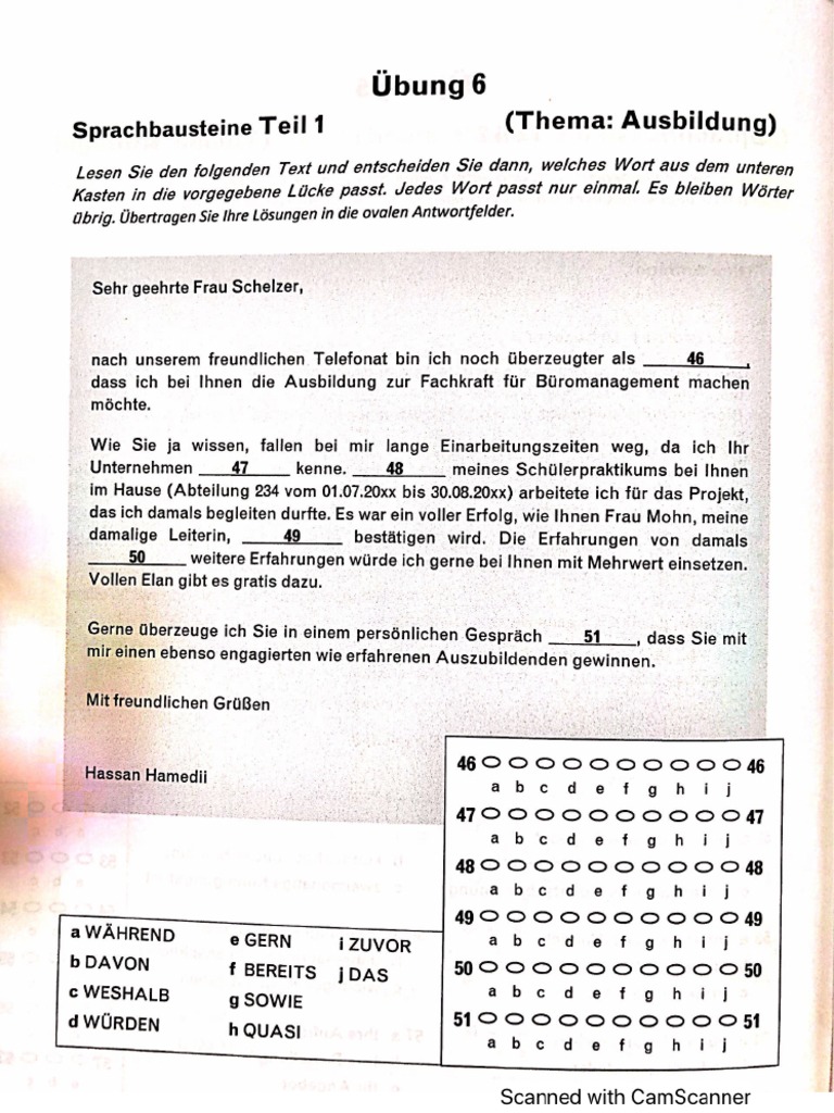 Sprachbausteine Teil 1 Und 2 Übung 6 | PDF