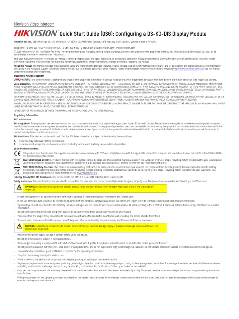 QSG Configuring A Ds-Kd-Dis Display Module 112719na | PDF | Computer ...