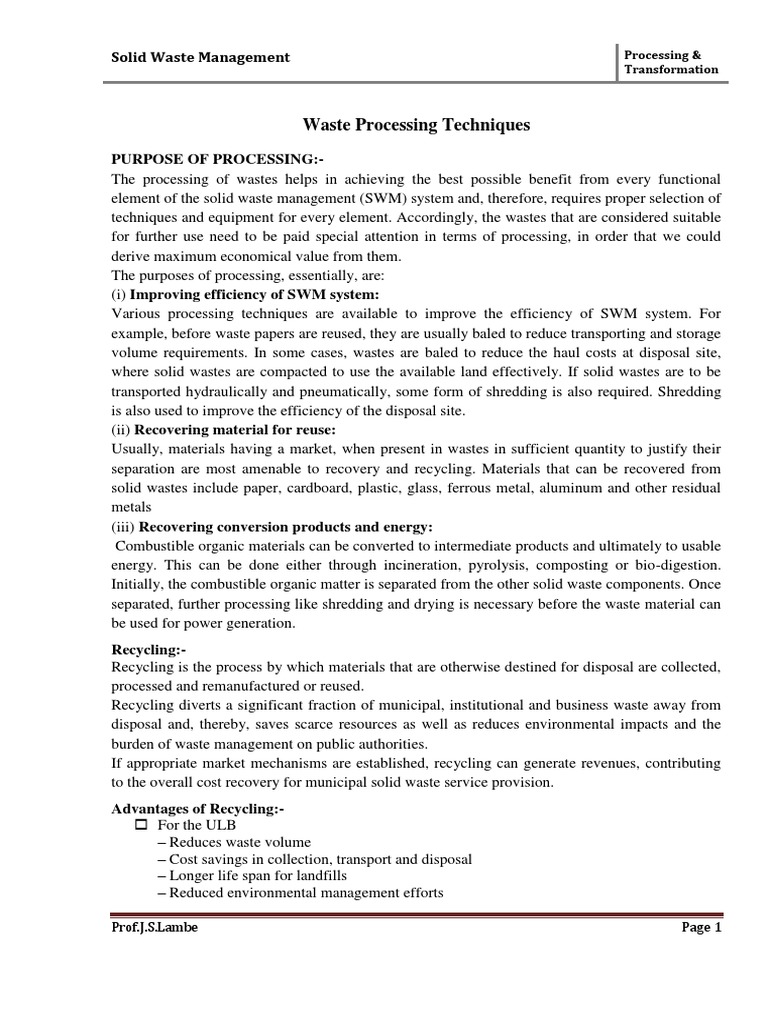 Unit-III MSW | PDF | Recycling | Waste Management