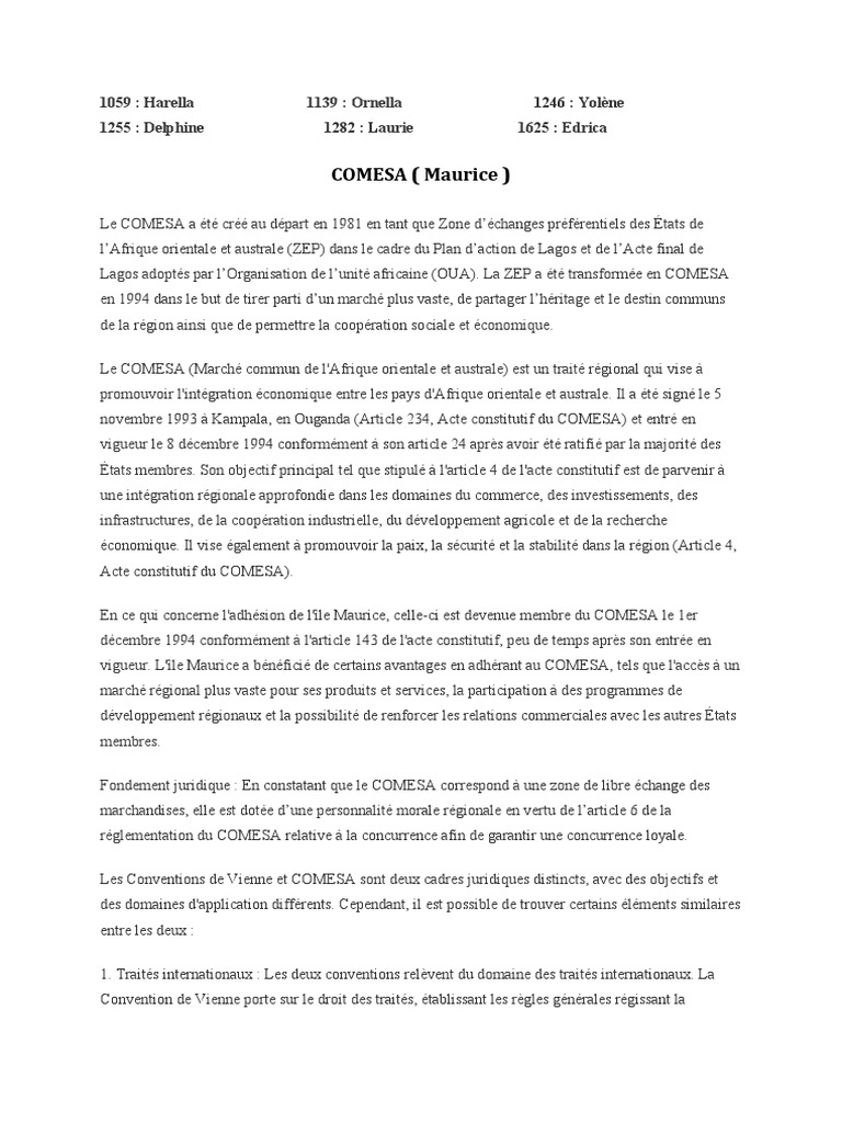Comprendre le COMESA et ses enjeux | PDF | Traité | État