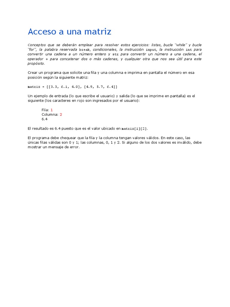 C3 Lab 1 Matriz Acceso A Una Matriz | PDF