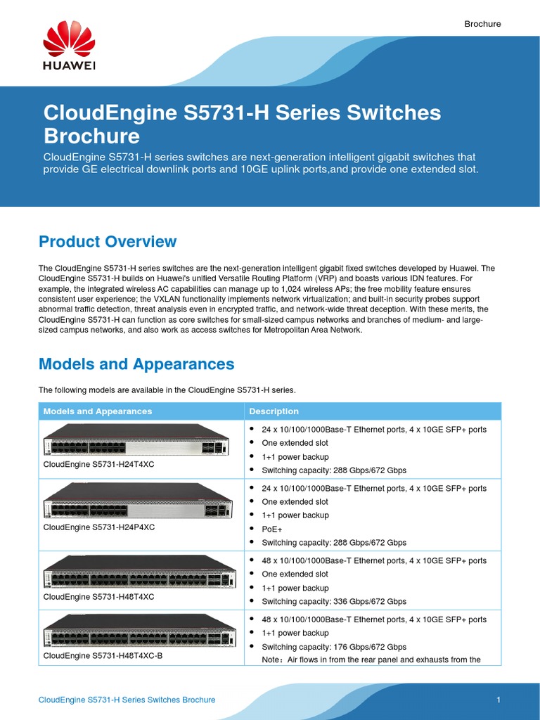Huawei CloudEngine S5731-H Series Switches Brochure | PDF