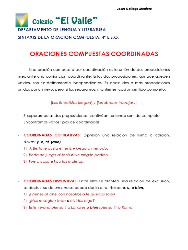 Coordinadas. Teoría | PDF | Mecánica del lenguaje | Sintaxis