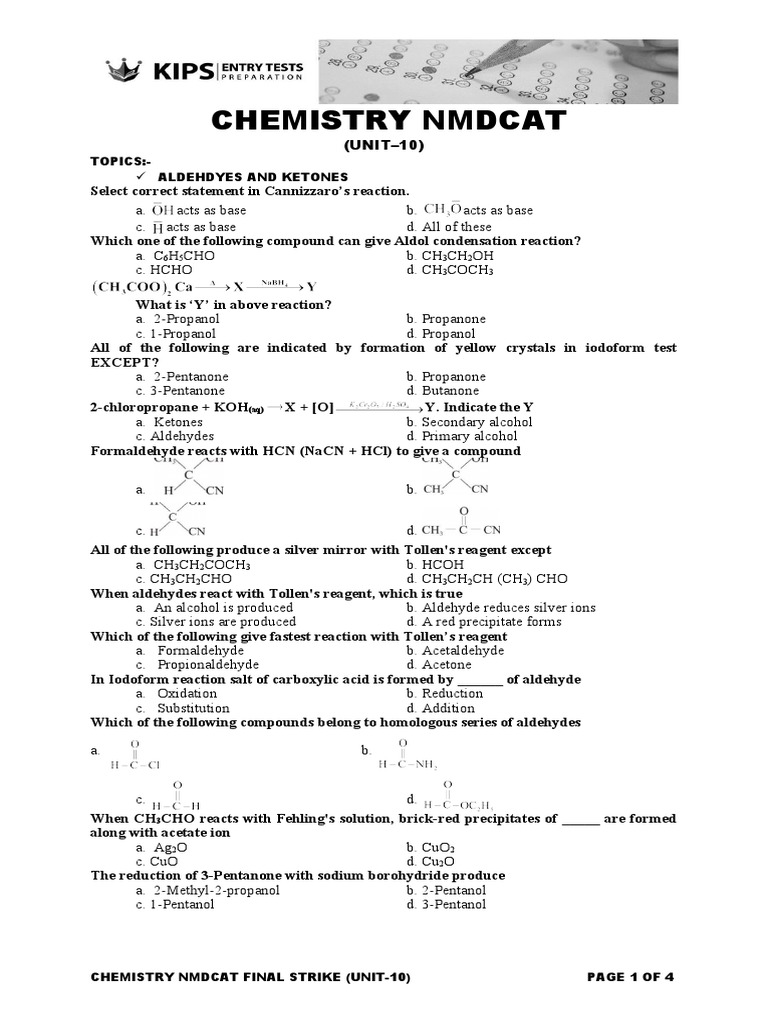 04 Chemistry Unit-10 (Student Copy) | PDF | Aldehyde | Ketone