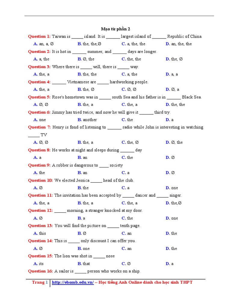 Articles Exercise | PDF