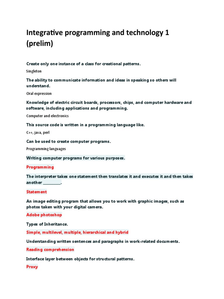 Integrative Programming and Technology 1 | PDF | Programming | Computer ...