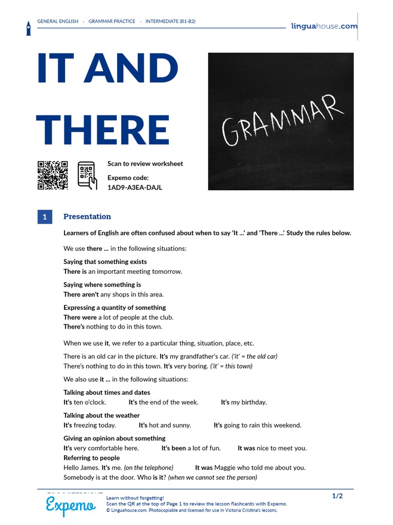 Understanding "It" vs "There" in English | PDF