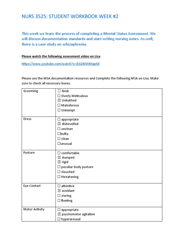 Student Workbook Week #2 | PDF | Delusion | Hallucination