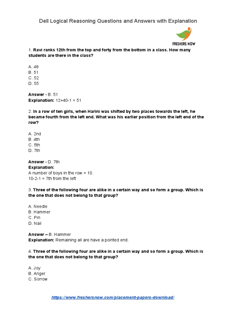Dell Logical Reasoning | PDF | Computer Hardware