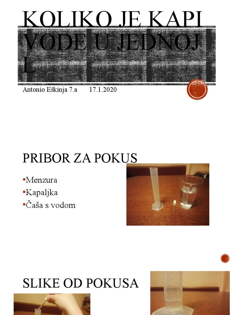Koliko Je Kapi Vode U Jednoj L | PDF
