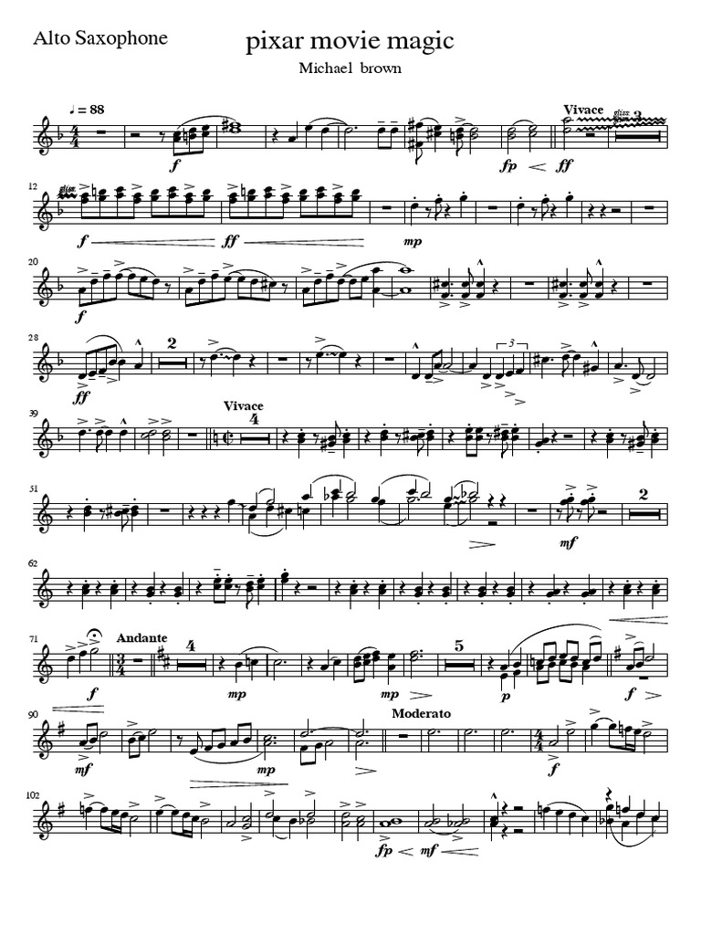 Pixar Movie Magic-Alto - Saxophone | PDF