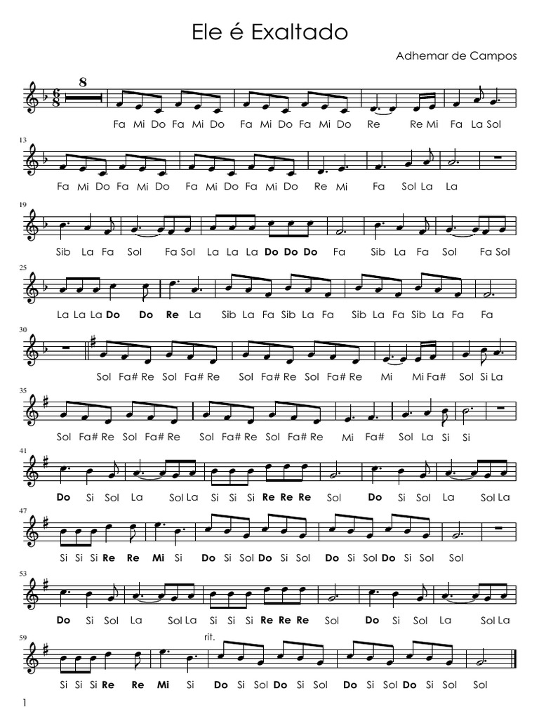 Ele É Exaltado - Partitura | PDF