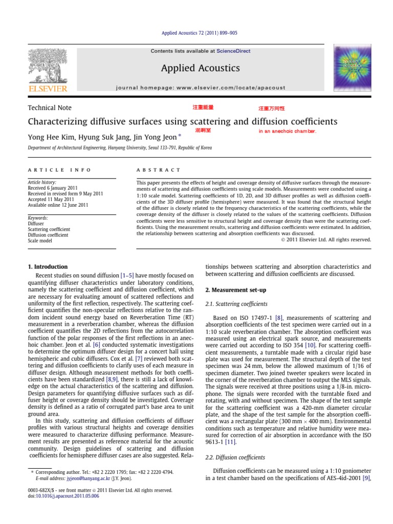 Characterizing Diffusive Using Scattering and Diffusion Coefficients | PDF