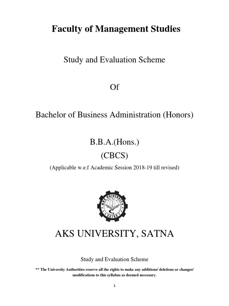 BBA Hons CBCS 2019 | PDF | Entrepreneurship | Fiscal Policy