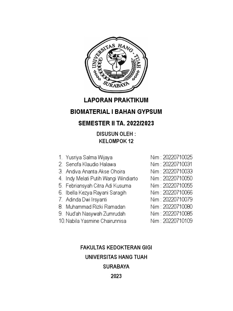 Makalah Biomat Gypsum | PDF | Griya & Taman | Teknologi & Rekayasa