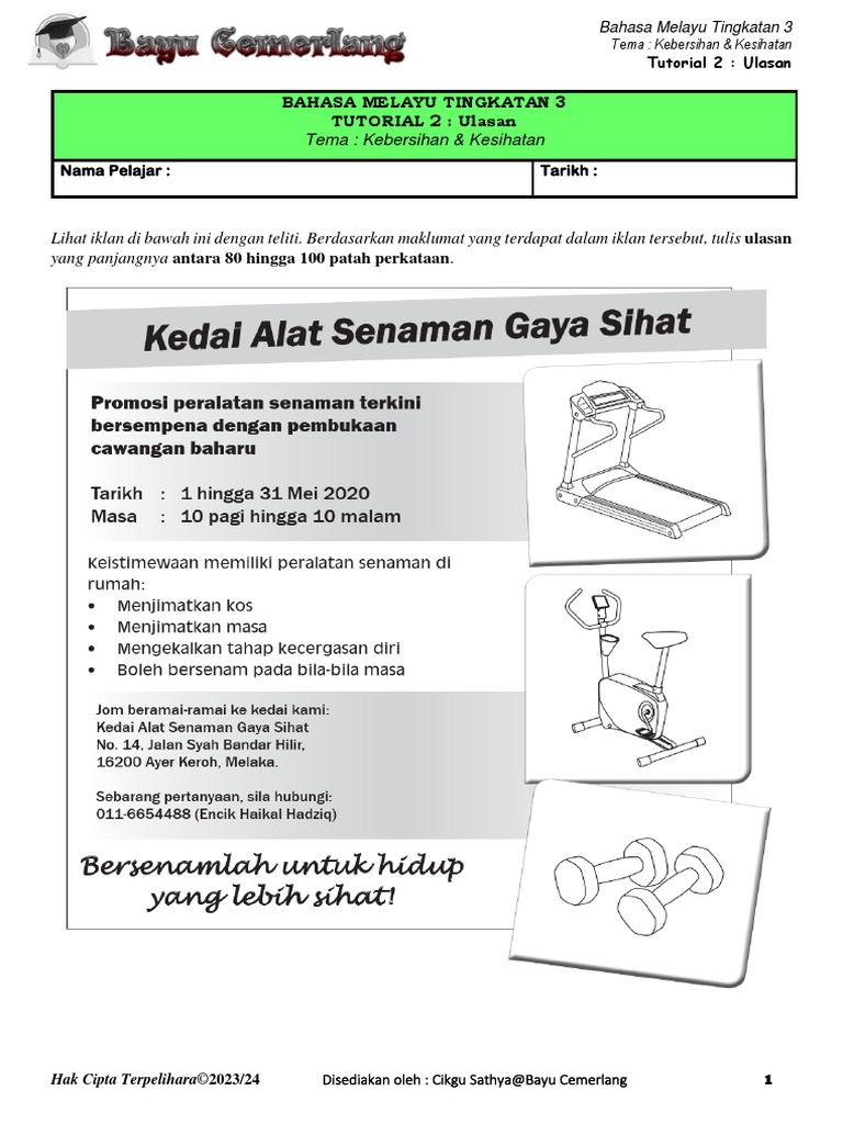 T3 - TUT 2 - ulasan-KEBERSIHAN&KESIHATAN | PDF