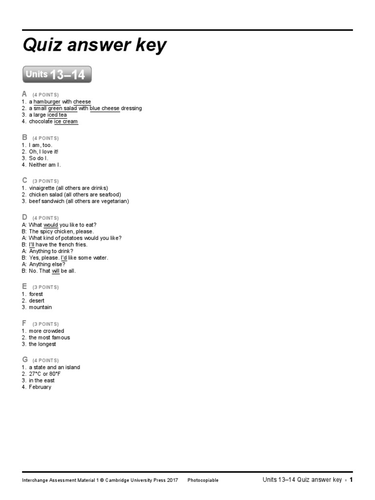 IC5 L1 WQ U13to14 Key | PDF