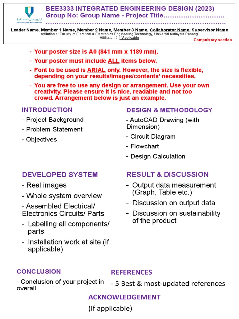 Poster Template For BEE3333 IED - Editable | PDF