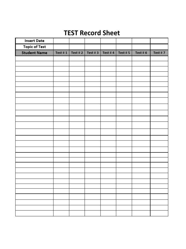 Test Record Sheet | PDF Test Record Sheet | PDF