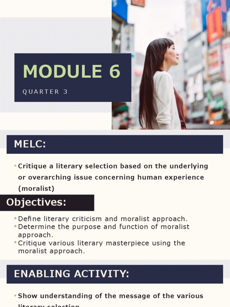Q3 - Module 6 (Moralist Approach) | PDF | Literary Criticism ...