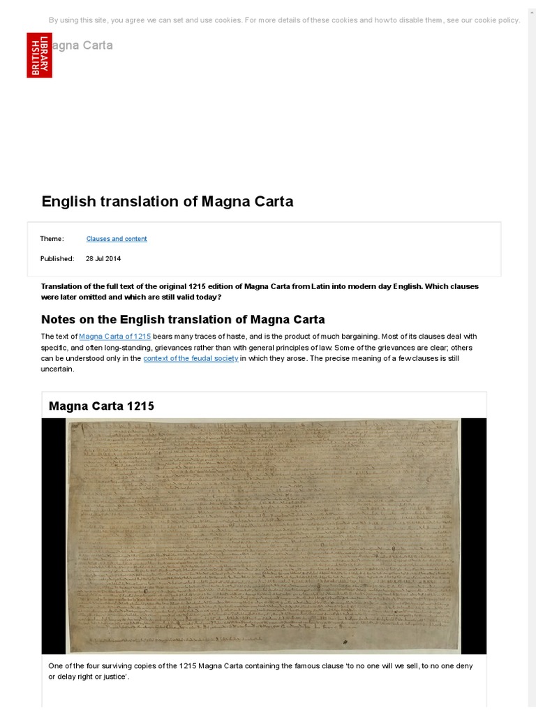English translation of Magna Carta - The British Library | PDF | Magna ...