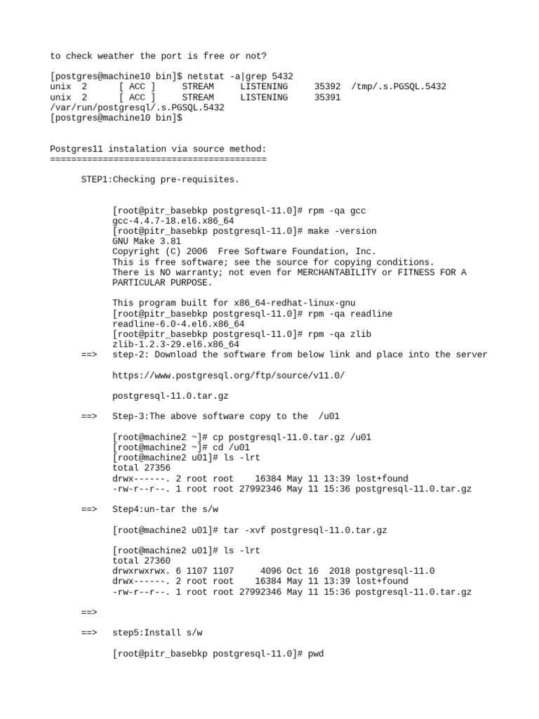 Postgres - 11 Instalation Via Source Code - txt-1 | PDF