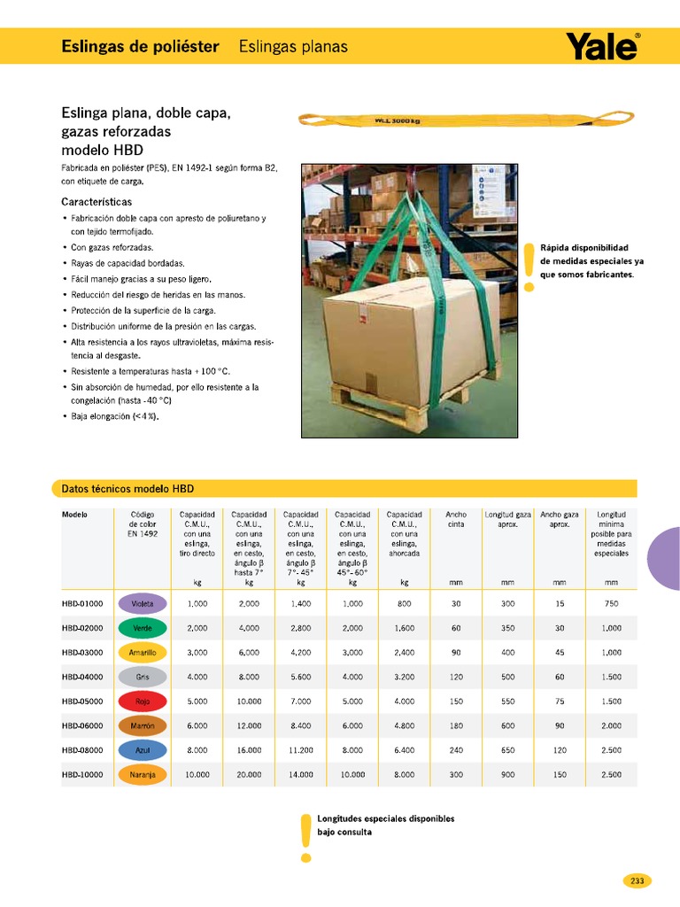 Ficha Tecnica Eslinga Plana HBD | PDF