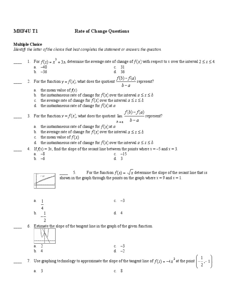 AROC and IROC Practice | PDF | Derivative | Slope