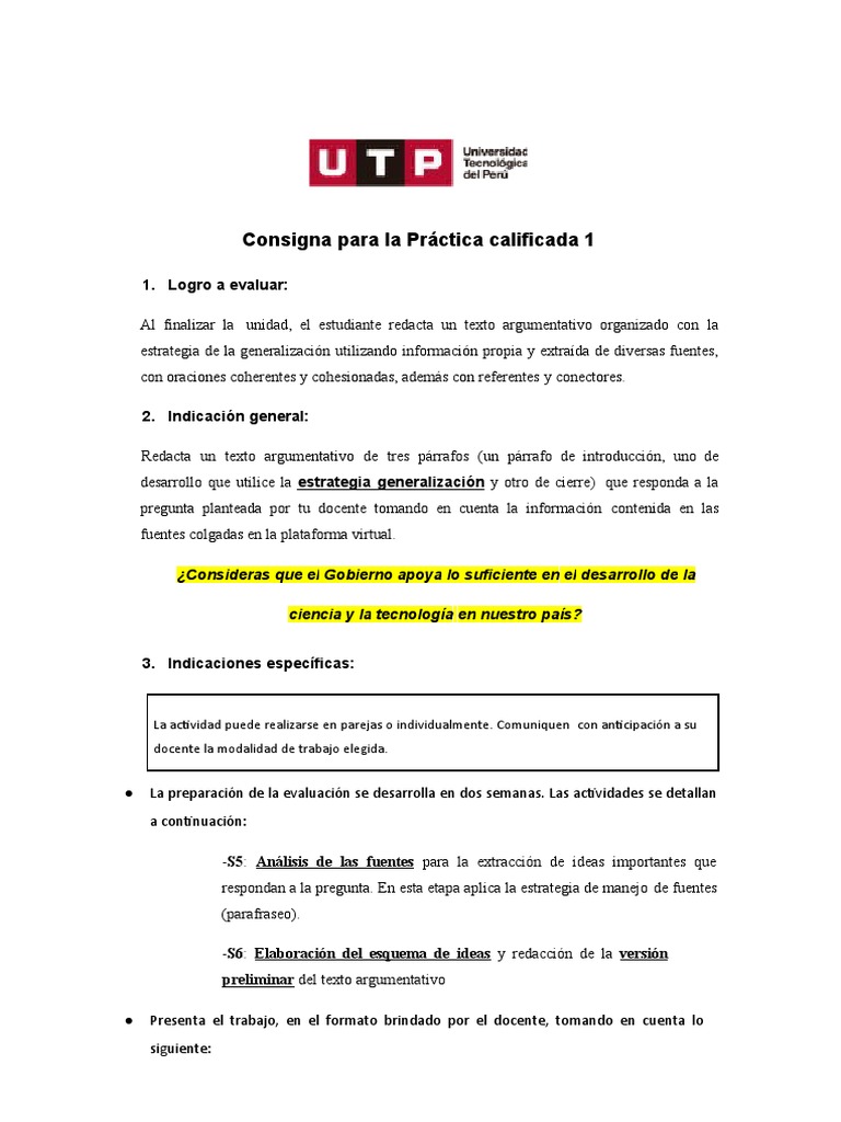 Entrega de La PC1 .Texto Argumentativo | PDF | Perú | Innovación