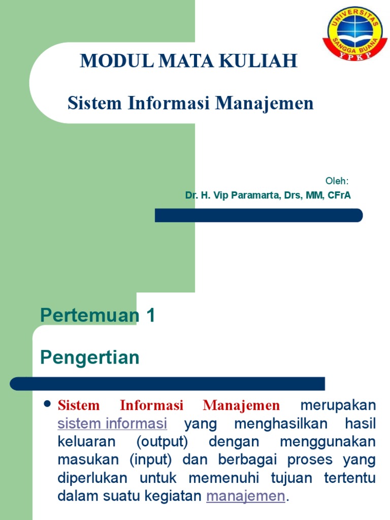 1 Kuliah 01 Pengertian SIM | PDF | Bisnis