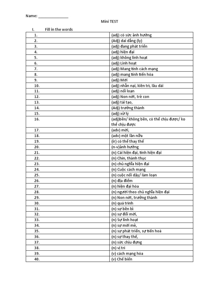 C1 - Unit 4 Word Formation Mini Test | PDF