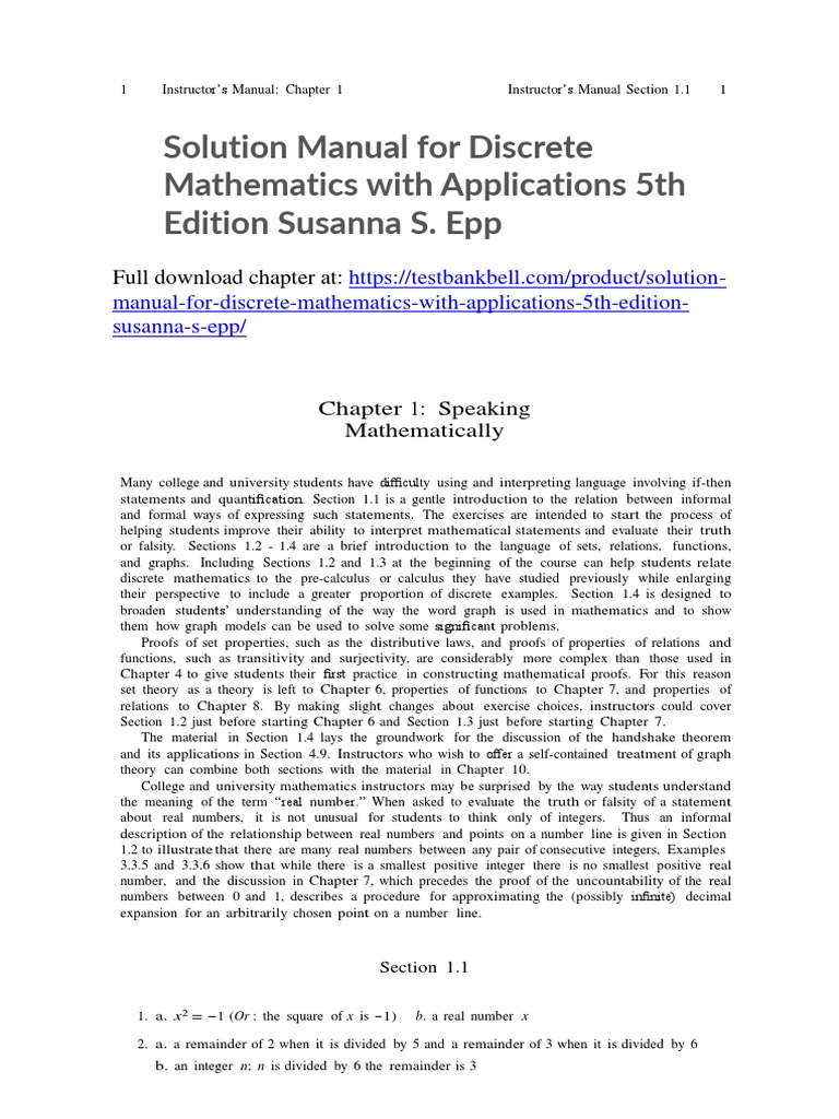 Solution Manual For Discrete Mathematics With Applications 5th Edition Susanna S Epp | PDF ...