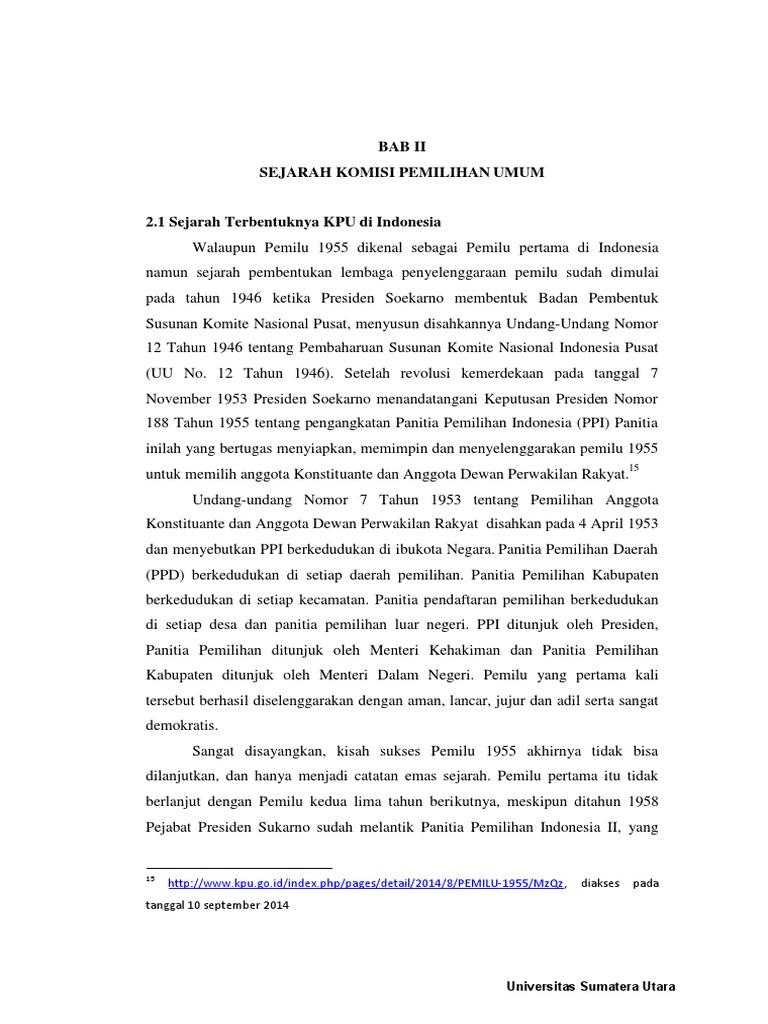 Adoc - Pub - Bab II Sejarah Komisi Pemilihan Umum | PDF | Politik | Ilmu Sosial