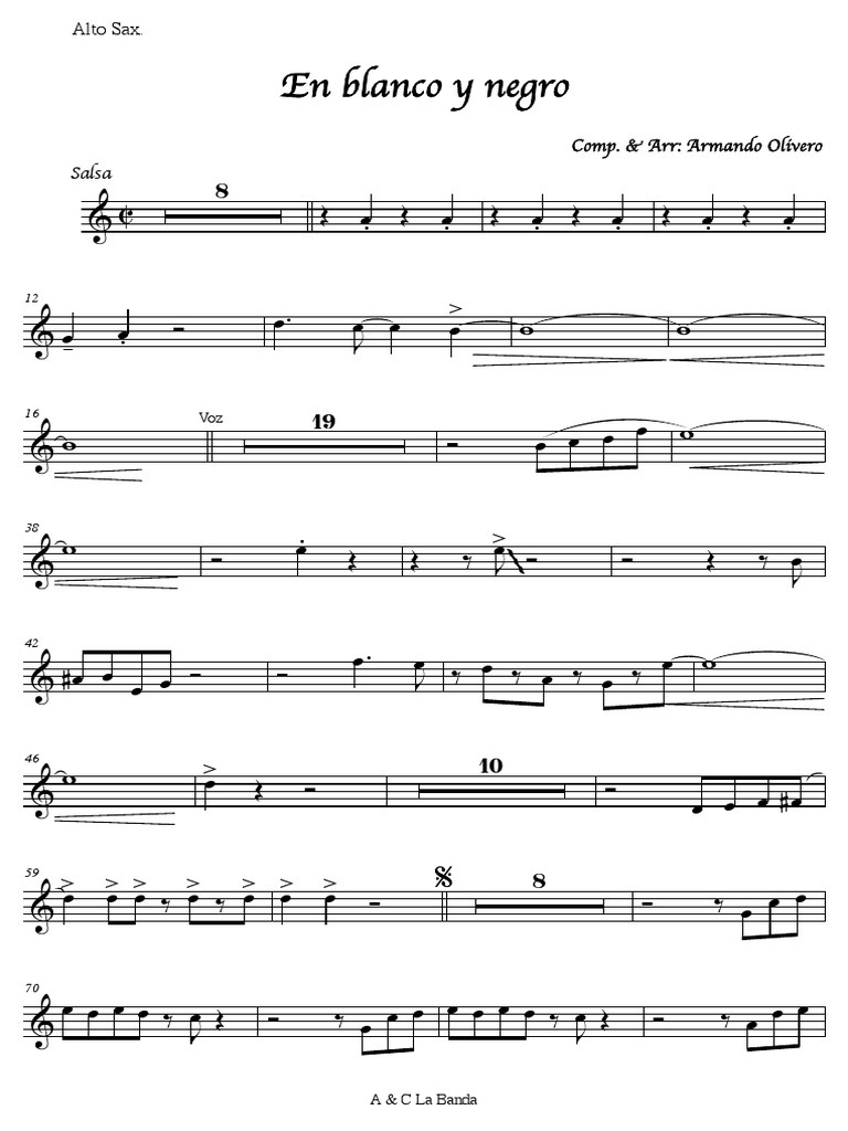 En Blanco y Negro Alto Sax | PDF