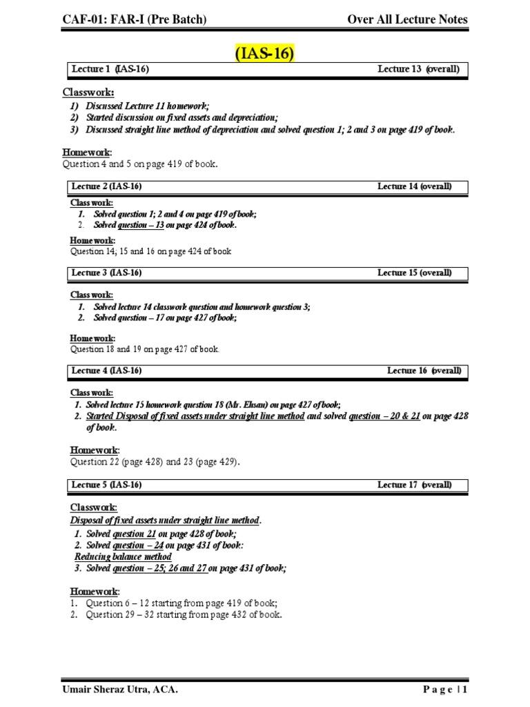 CAF-1 Over All Lecture Notes of Pre Batch (Without Basics) | PDF ...