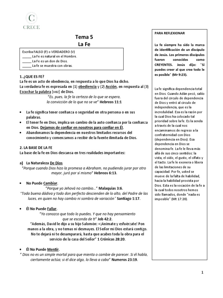 Tema 5 La Fe | PDF | Fe | Jesús