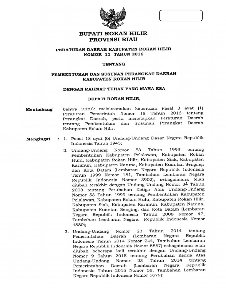 Perda No. 11 Tahun 2016 | PDF