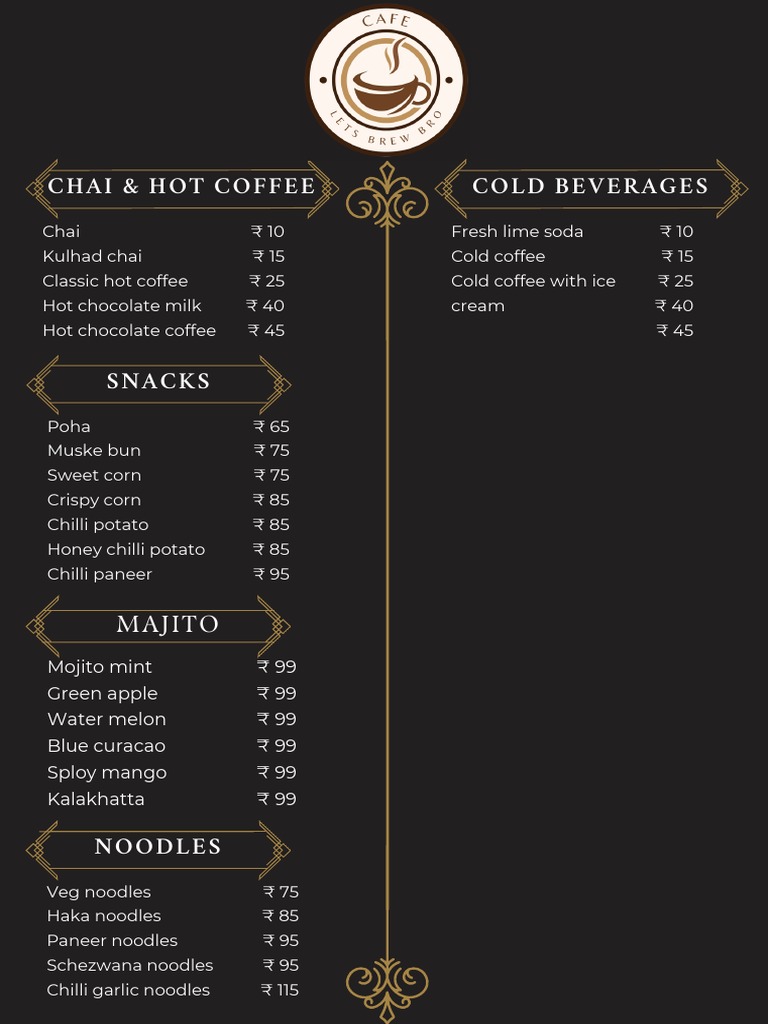 Black and Gold Art Deco Cafe Menu | PDF