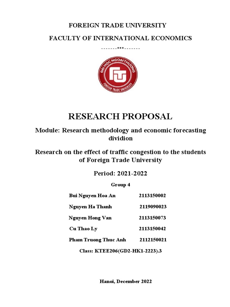 Research Proposal - Group 4 - Ktee206.1 | Download Free PDF | Traffic | Traffic Congestion