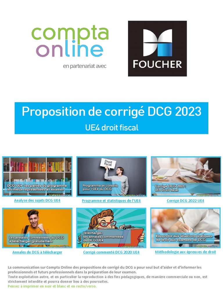 Corrigé DCG 2023 : Droit Fiscal UE4 | PDF