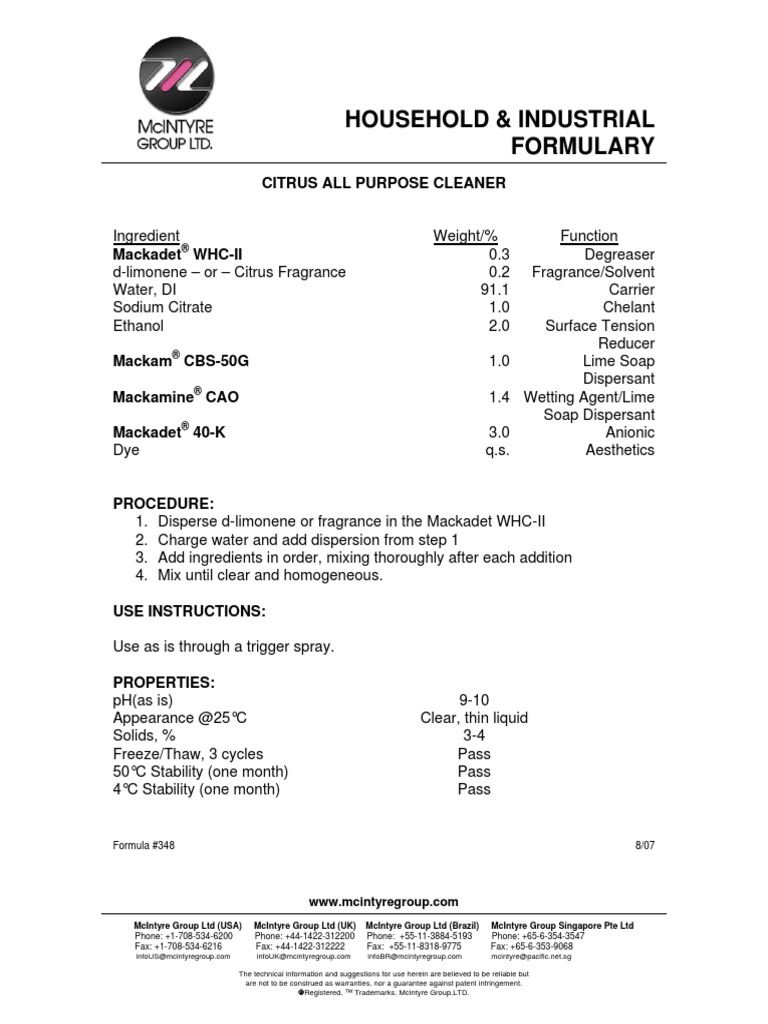 348 - Citrus All Purpose Cleaner | PDF