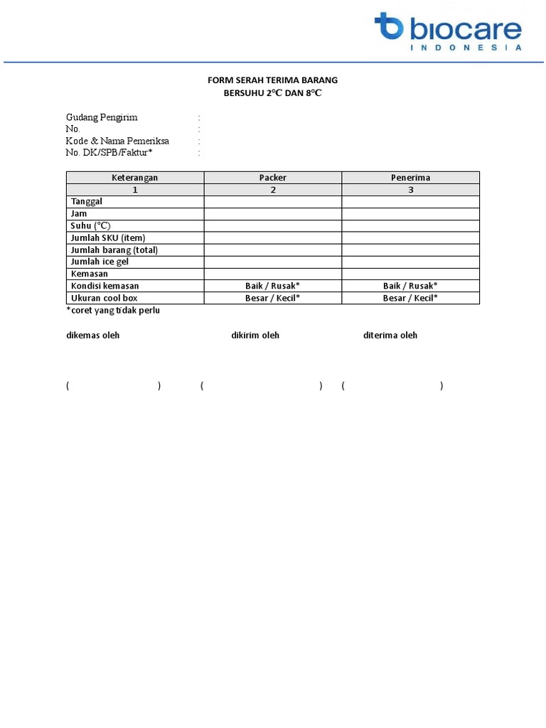 Form Serah Terima Barang | PDF