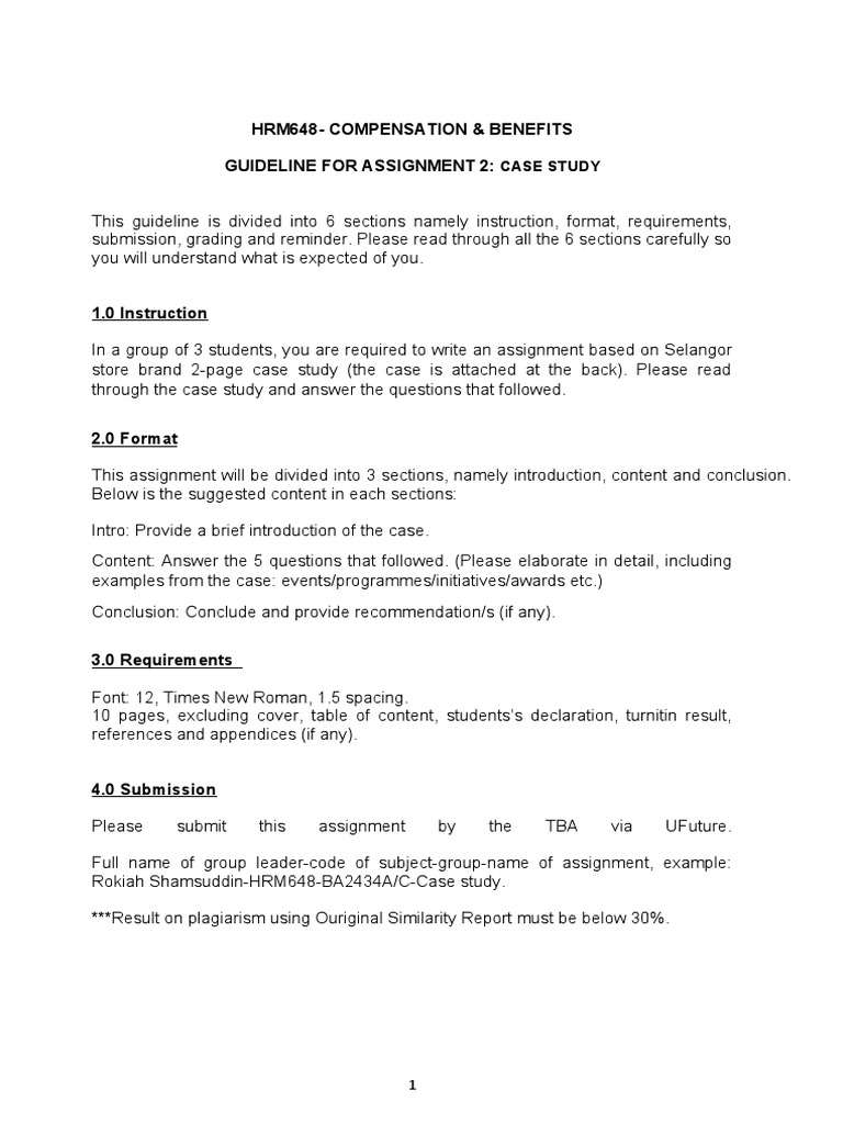 HRM648-Oct 2022-Guideline For Assignment 2-Case Study | PDF | Rubric (Academic) | Grocery Store