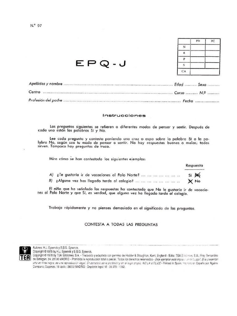 Protocolo Epq J | PDF
