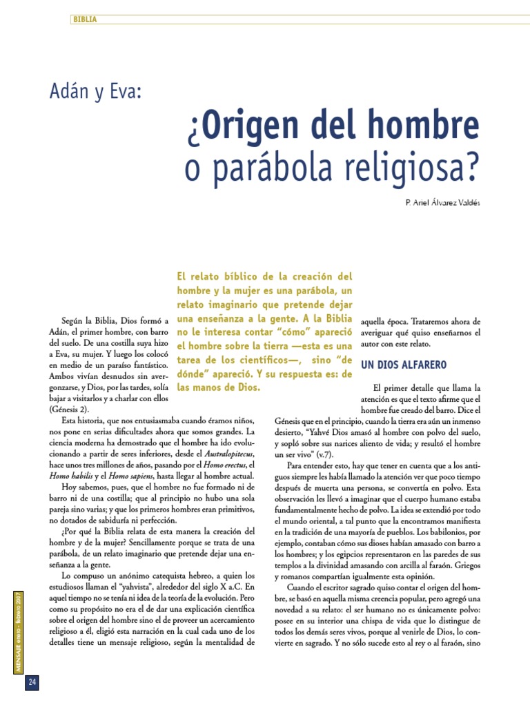 Ariel Alvarez Valdés (2007) - Adán y Eva. ¿Origen Del Hombre o Parábola Religiosa - Revista ...