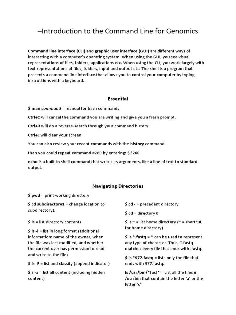 Introduction to the Command Line for Genomics | PDF | Command Line Interface | Shell (Computing)