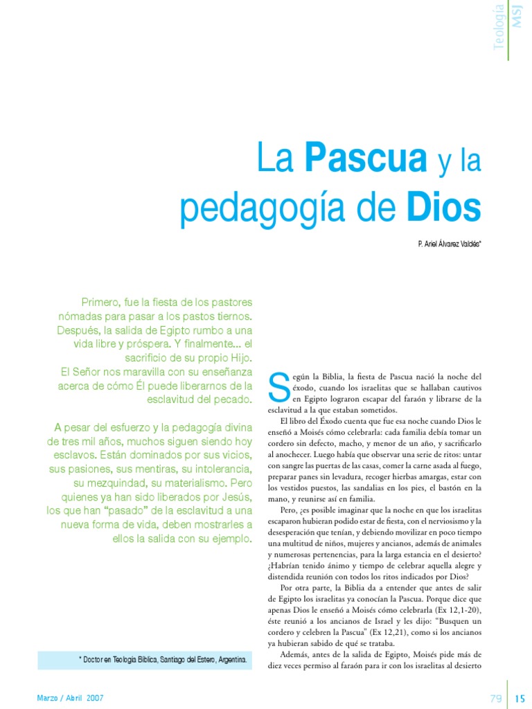 Ariel Alvarez Valdés [2007]. La Pascua y La Pedagogía de Dios. Revista ...