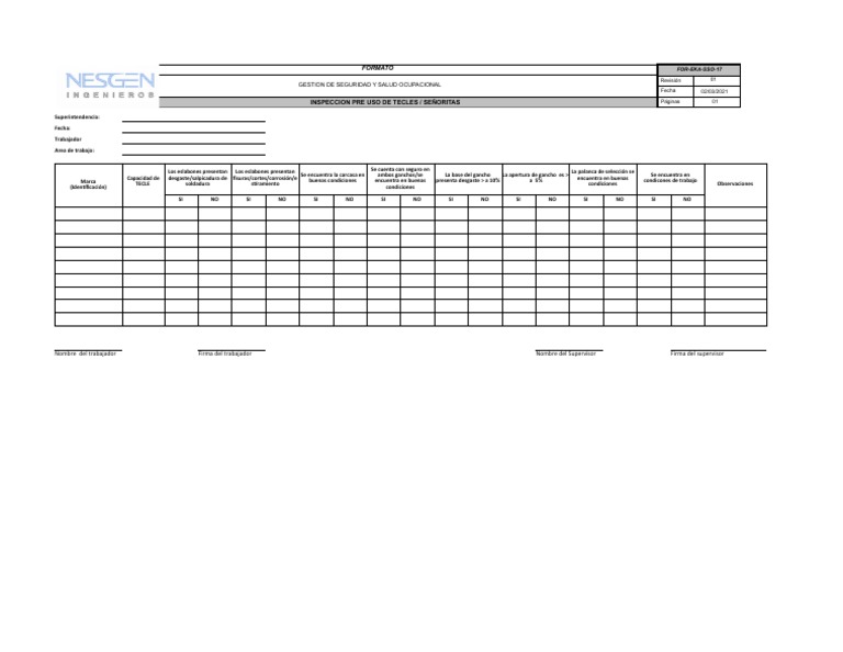 Nesgen-Gsst-04 Insp Pre Uso Tecle-Señorita | PDF