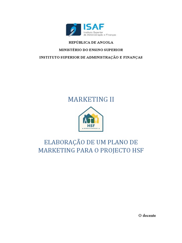 Capa de Um Projeto de Marketing | PDF | Business | Economias