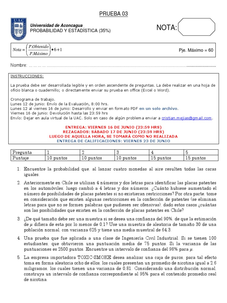 EyP Certamen 3 | PDF | Intervalo de confianza | Diferencia